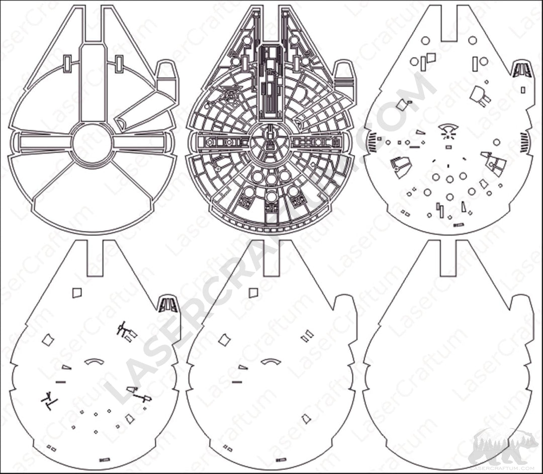 Millennium Falcon Layered Design for cutting - LaserCraftum