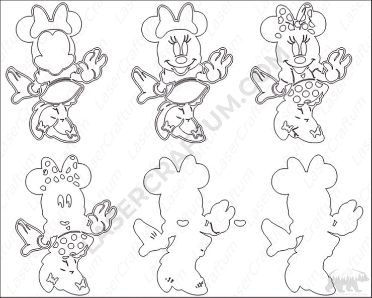 Minnie Mouse Layered Design for cutting - LaserCraftum