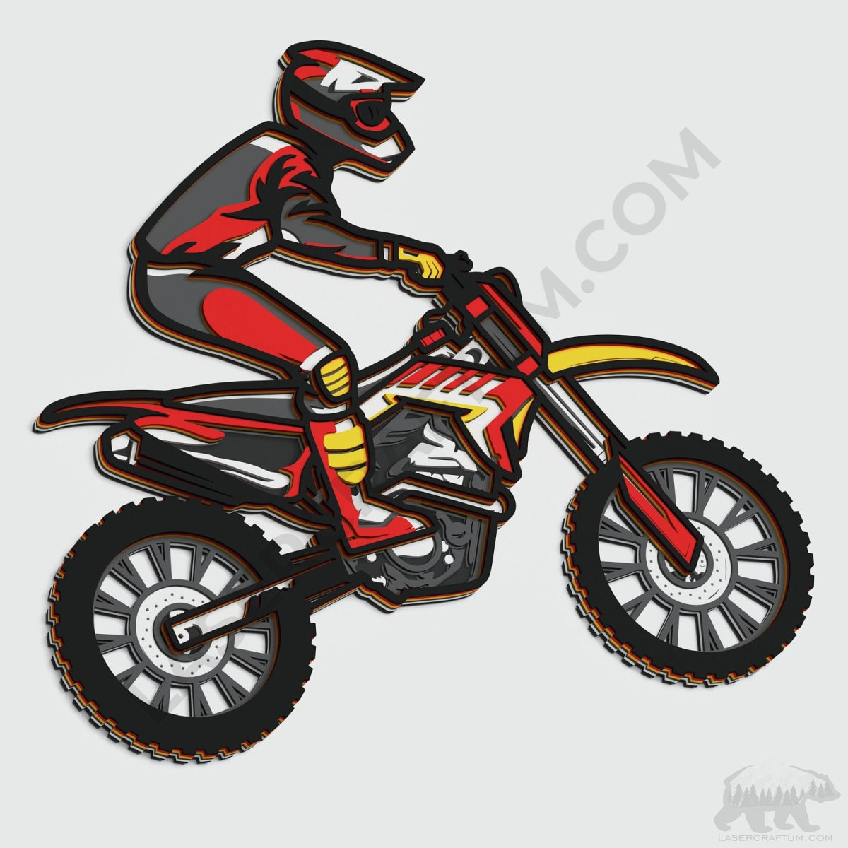 Motocross Layered Design for cutting - LaserCraftum