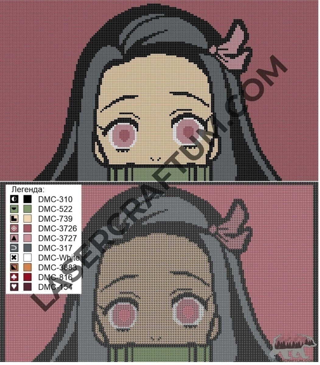 Nezuko Cross Stitch PDF Pattern - LaserCraftum