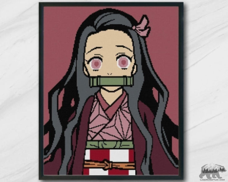 Nezuko Cross Stitch PDF Pattern - LaserCraftum