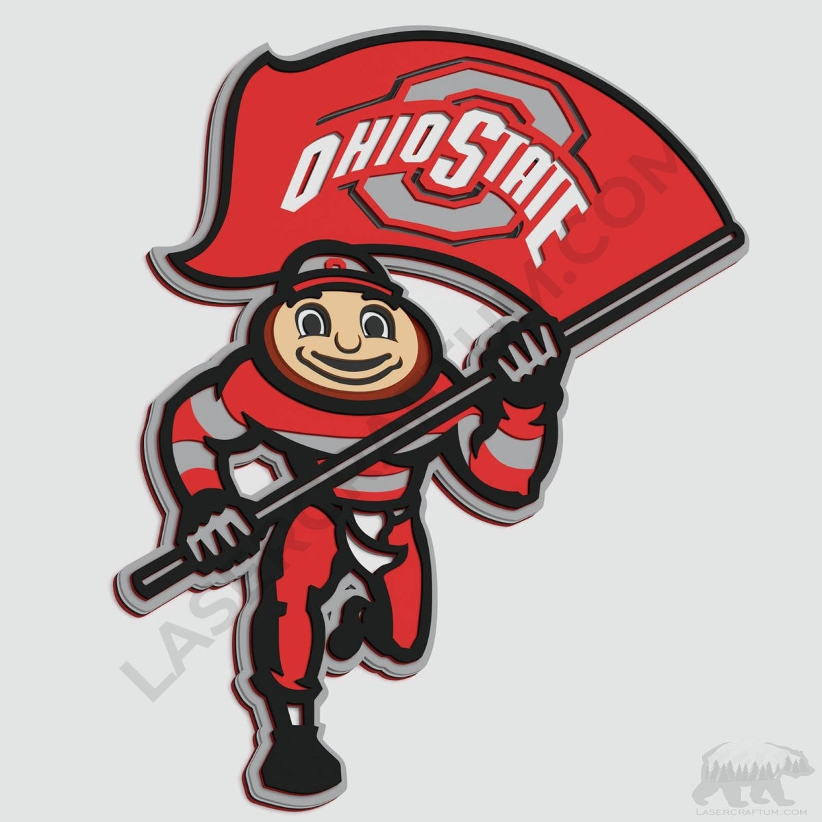 Ohio State University Mascot Layered Design for cutting - LaserCraftum