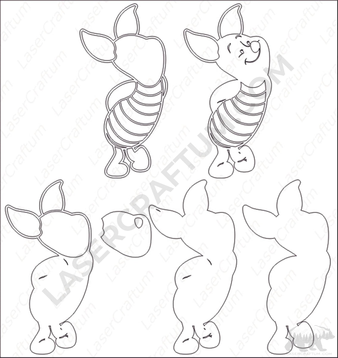 Piglet Layered Design for cutting - LaserCraftum