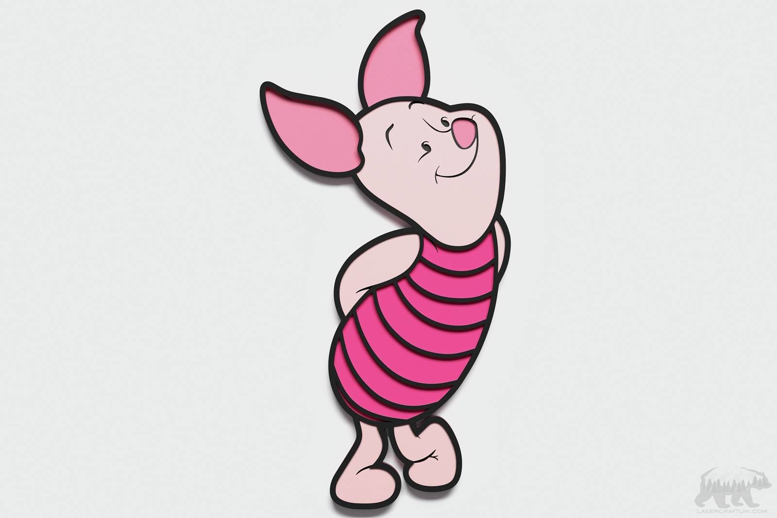 Piglet Layered Design for cutting - LaserCraftum