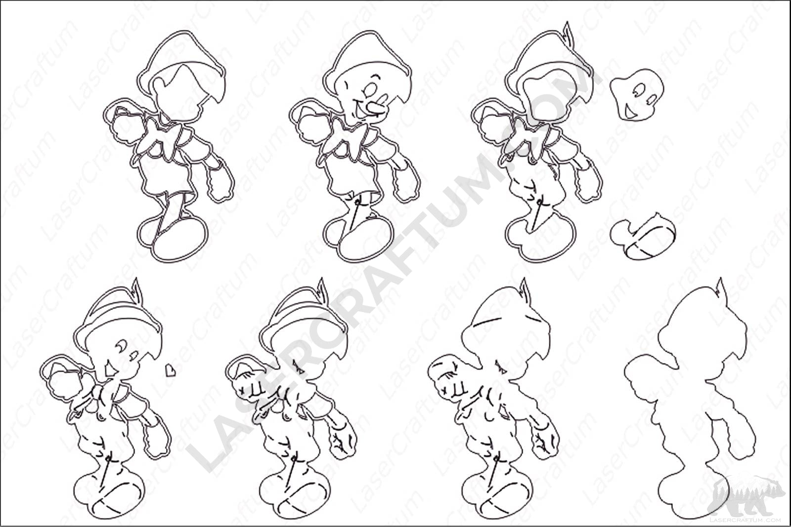 Pinocchio Layered Design for cutting - LaserCraftum
