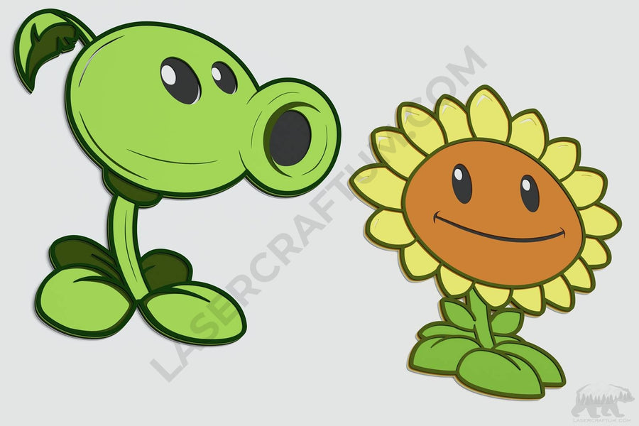 Plants vs Zombies Set of Layered Designs for cutting - LaserCraftum