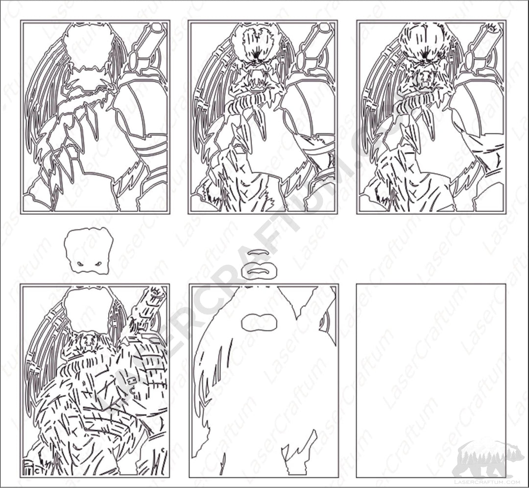Predator Layered Design for cutting - LaserCraftum