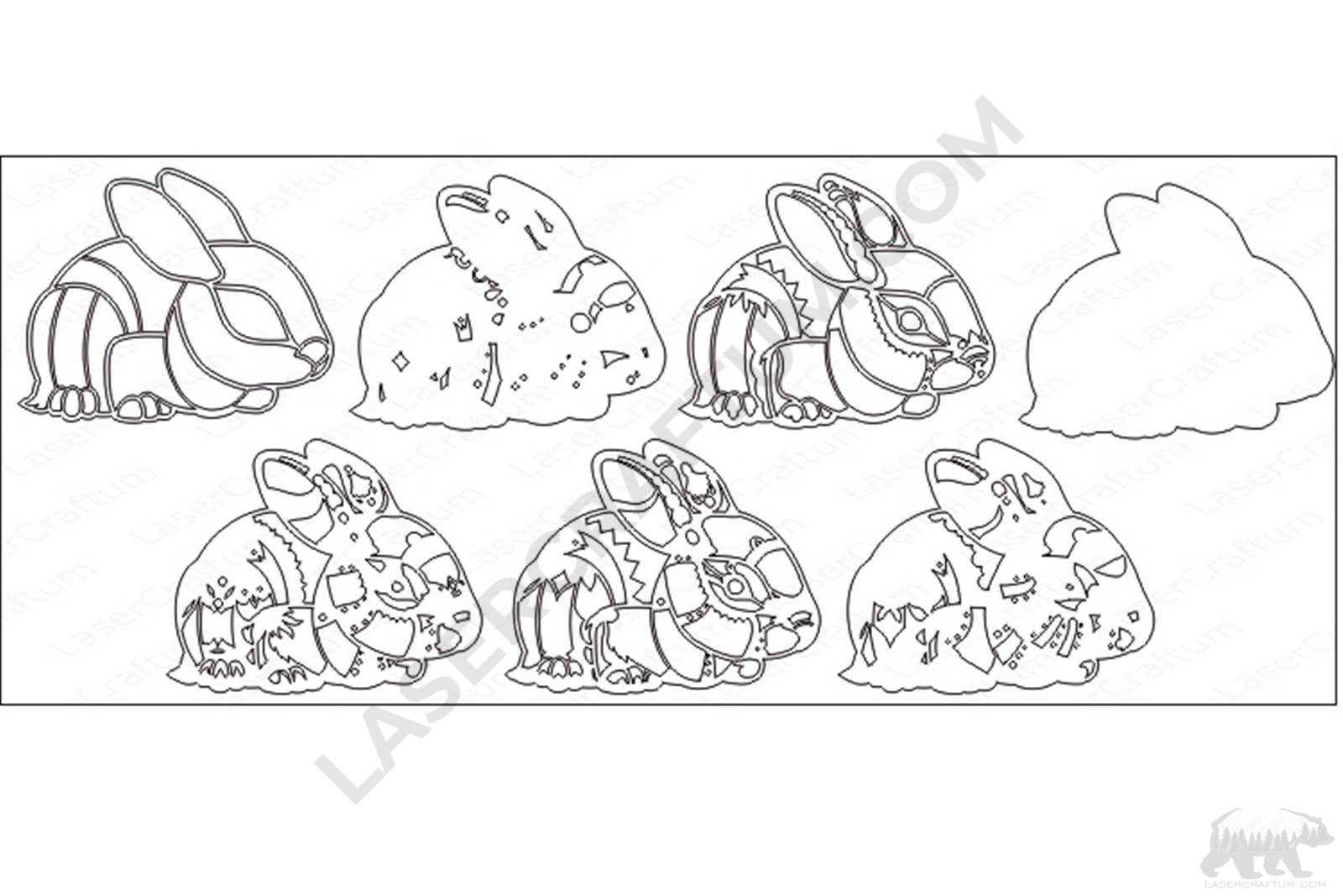 Rabbit Layered Design for cutting - LaserCraftum