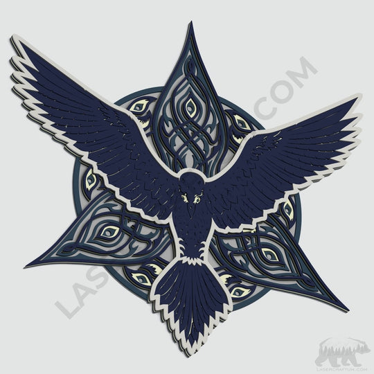 Raven Layered Design for cutting - LaserCraftum