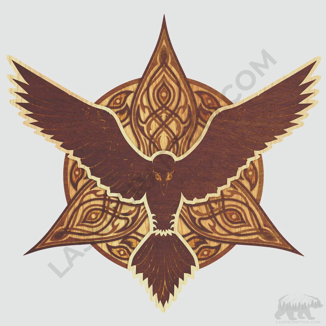 Raven Layered Design for cutting - LaserCraftum