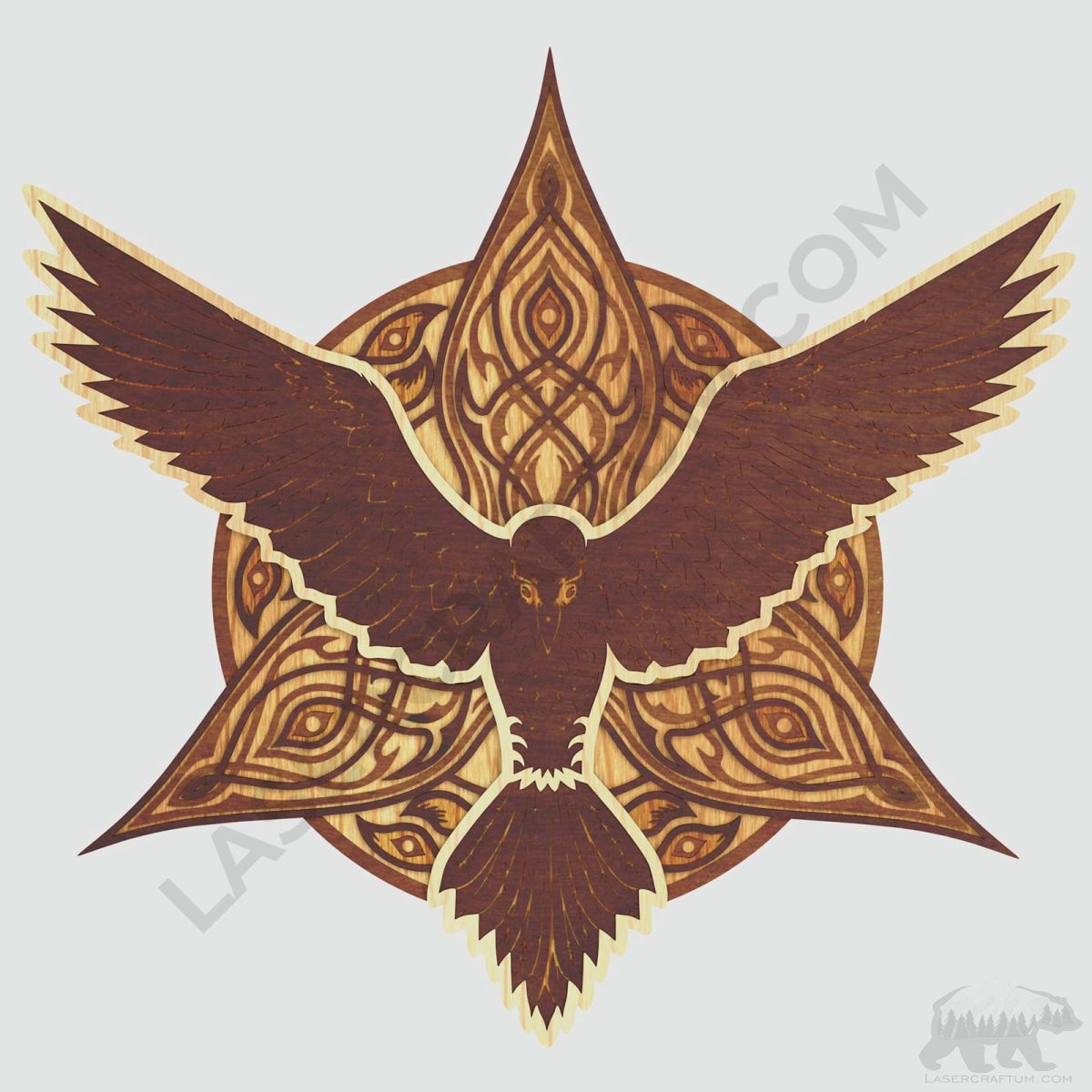 Raven Layered Design for cutting - LaserCraftum