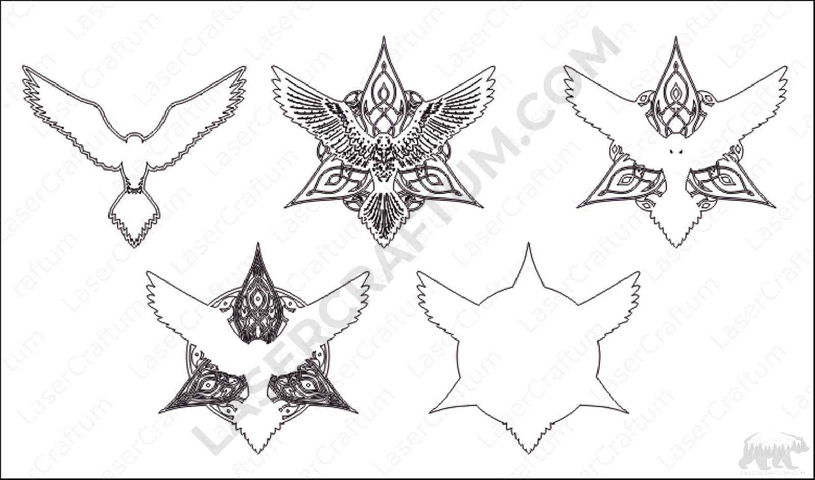 Raven Layered Design for cutting - LaserCraftum