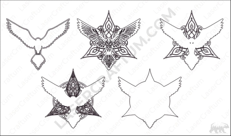 Raven Layered Design for cutting - LaserCraftum
