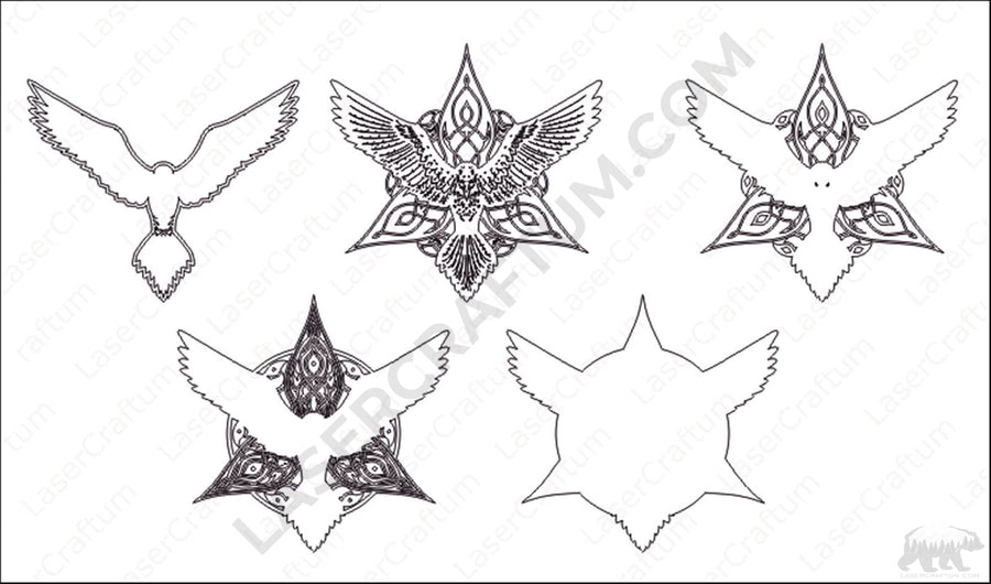 Raven Layered Design for cutting - LaserCraftum