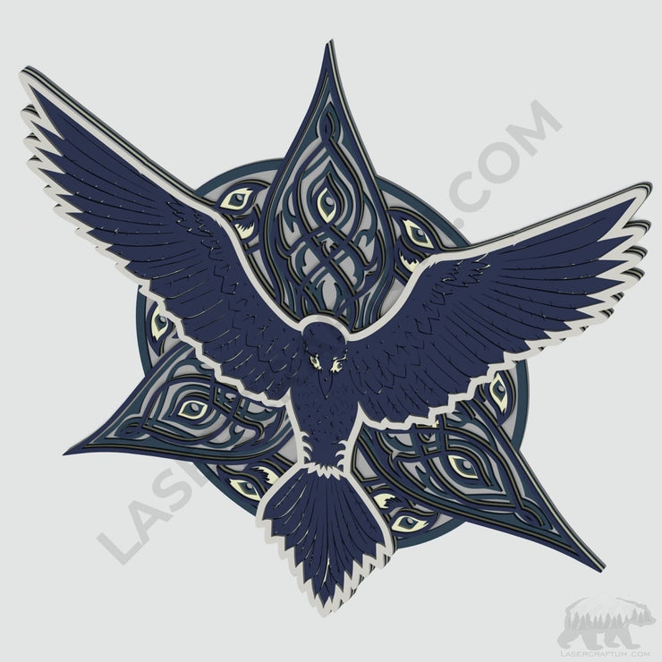 Raven Layered Design for cutting - LaserCraftum