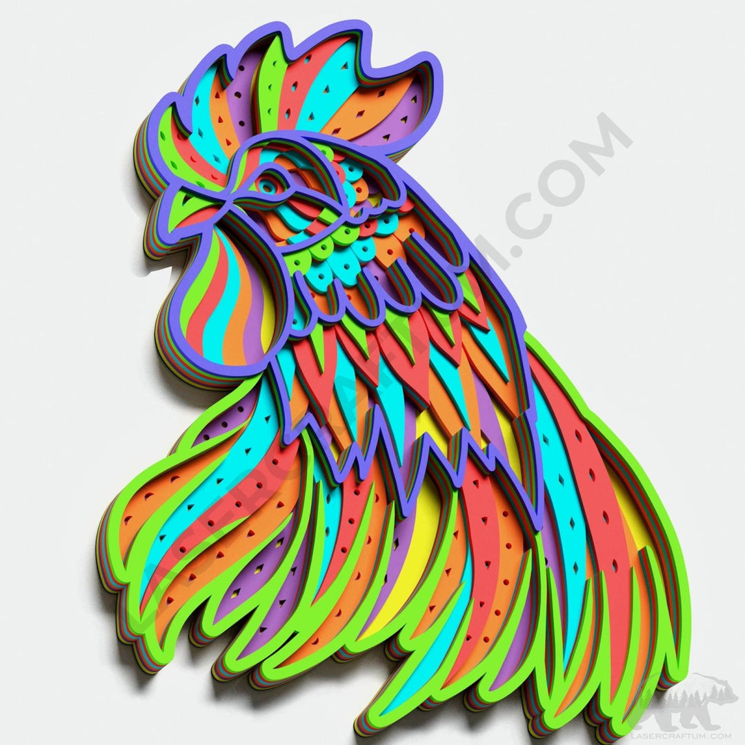 Rooster Layered Design for cutting - LaserCraftum