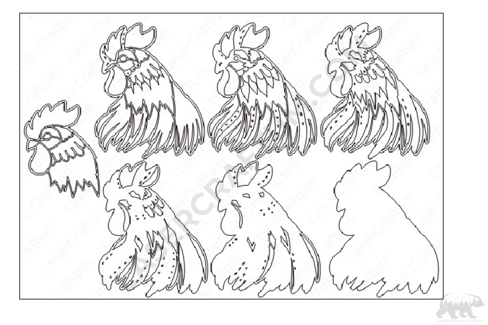 Rooster Layered Design for cutting - LaserCraftum