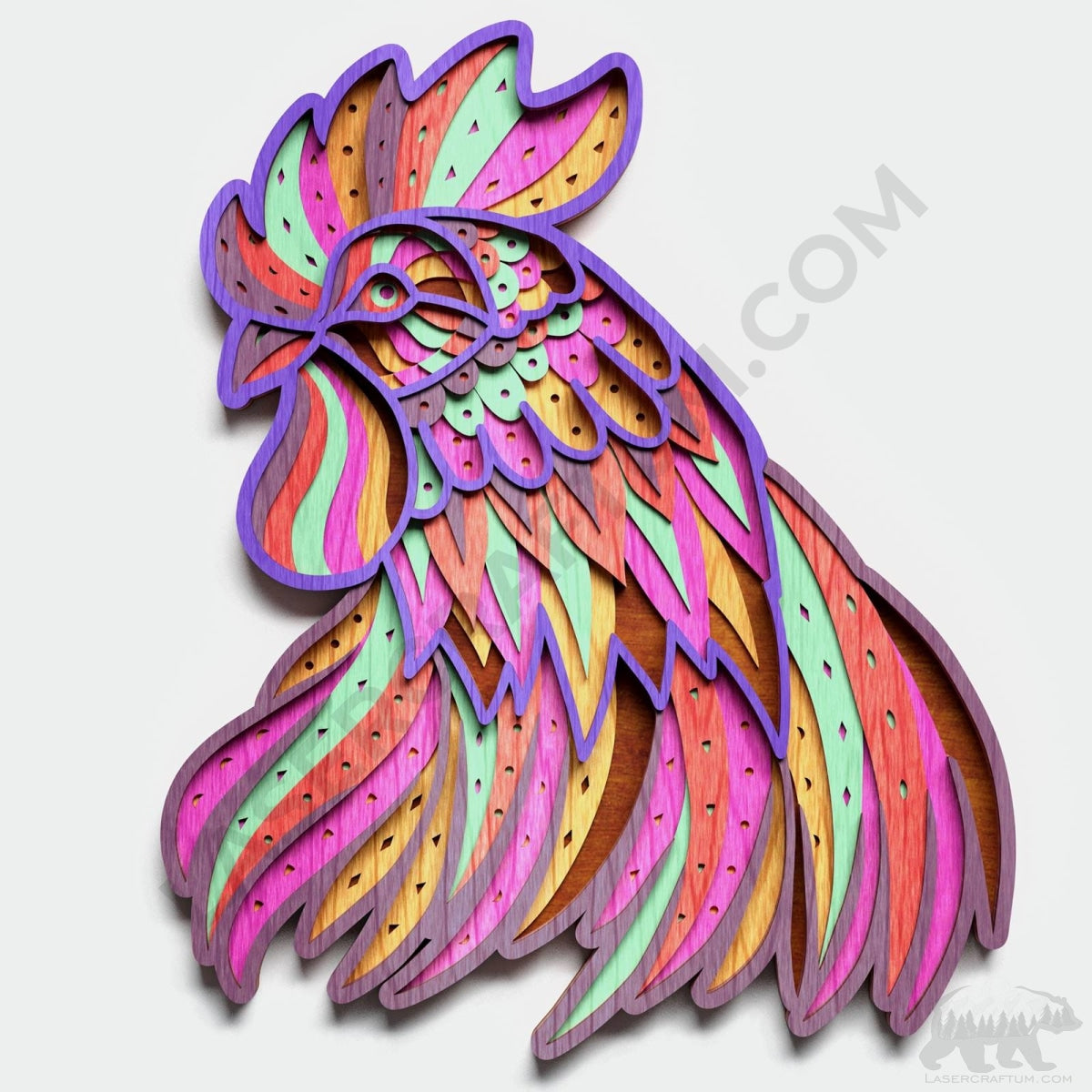 Rooster Layered Design for cutting - LaserCraftum