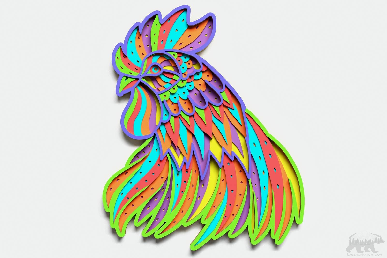 Rooster Layered Design for cutting - LaserCraftum