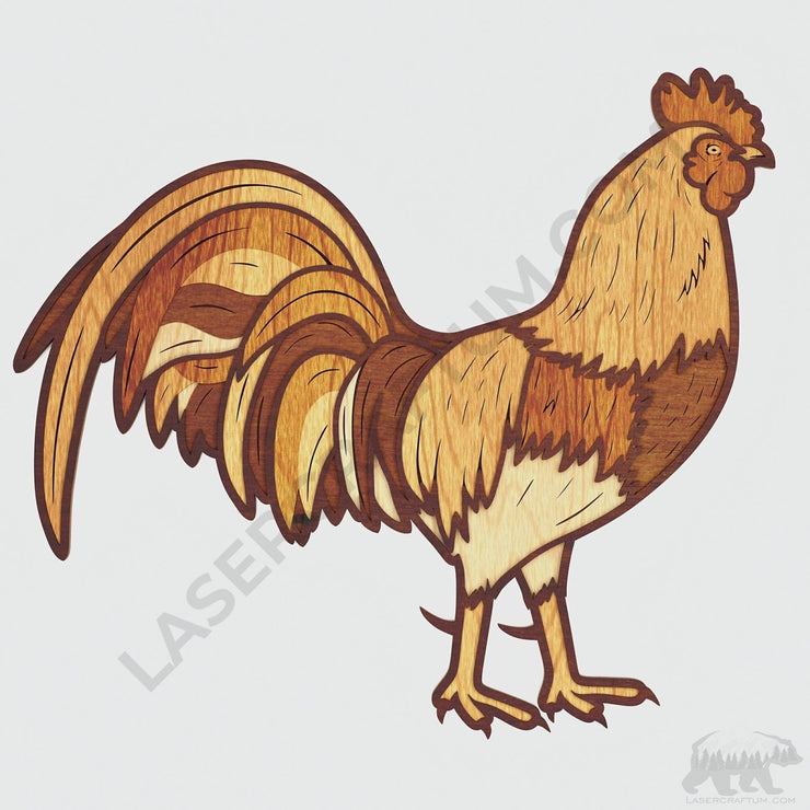 Rooster v2 Layered Design for cutting - LaserCraftum