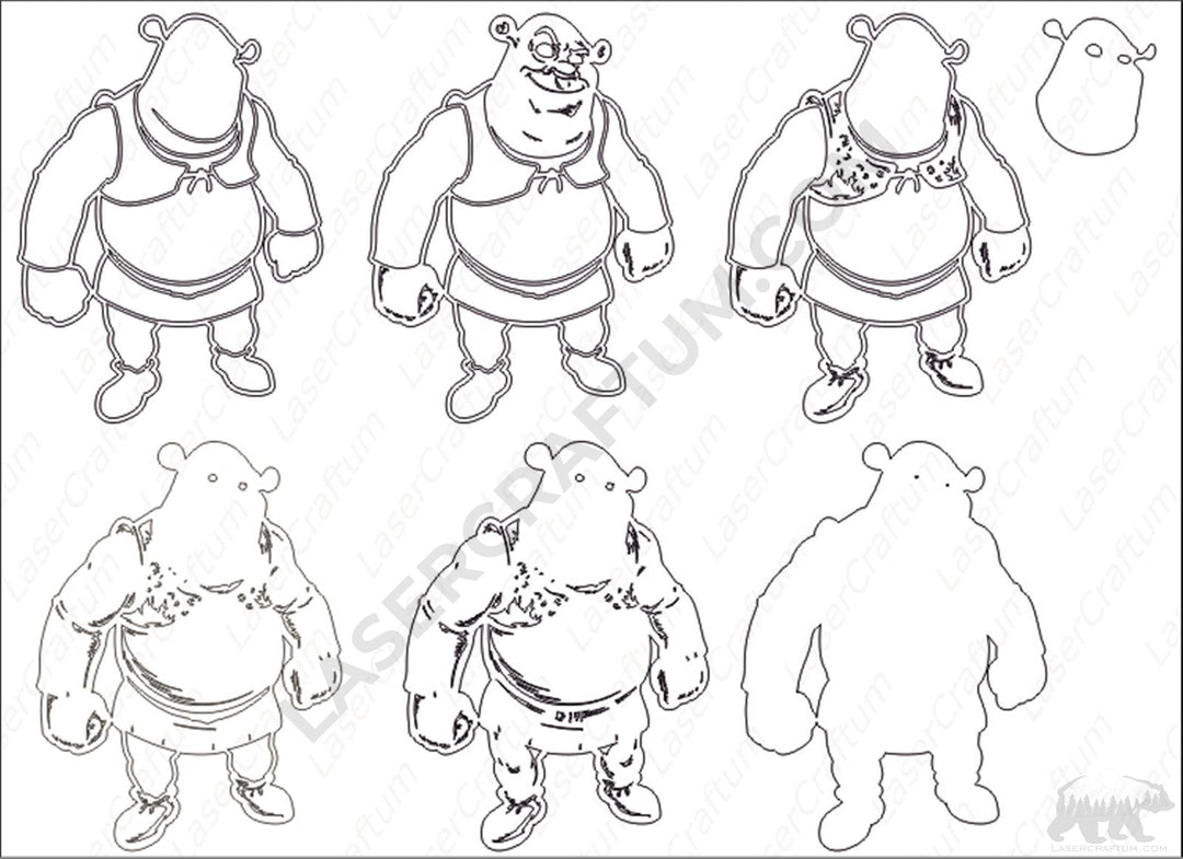 Shrek Layered Design for cutting - LaserCraftum