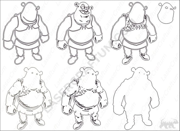 Shrek Layered Design for cutting - LaserCraftum