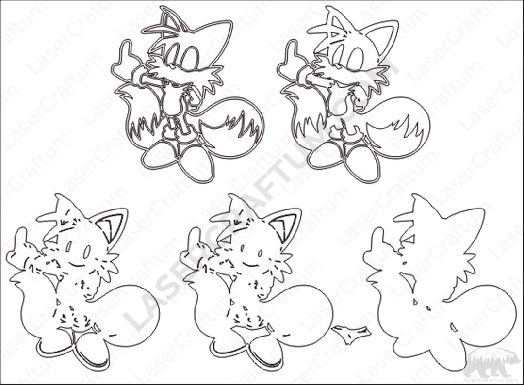 Tails Layered Design for cutting - LaserCraftum