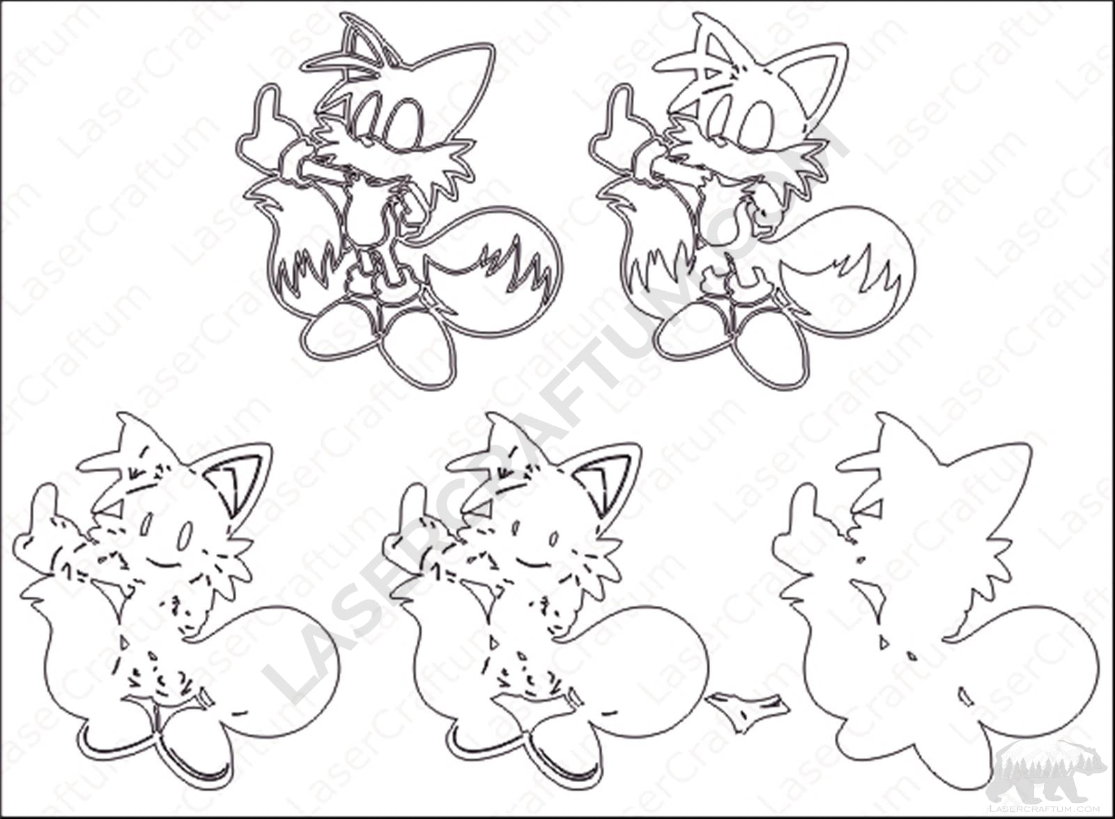 Tails Layered Design for cutting - LaserCraftum