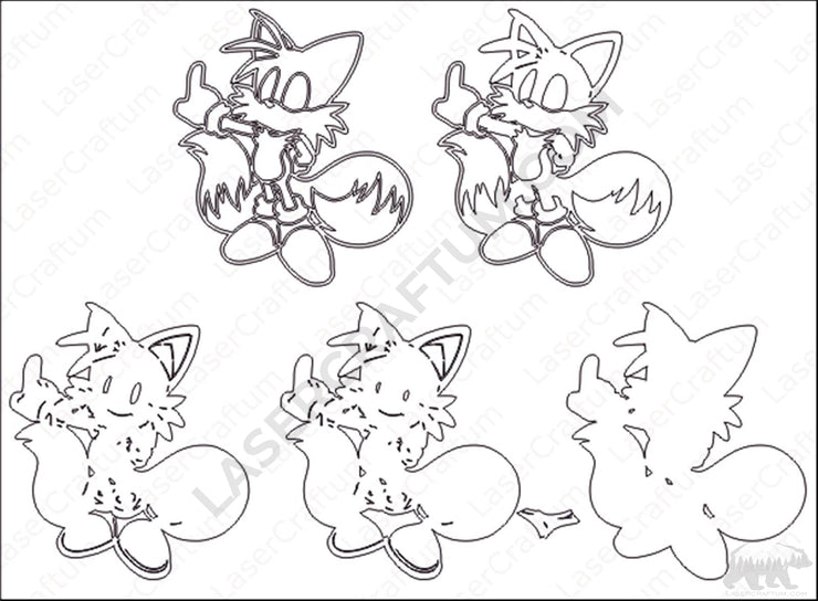 Tails Layered Design for cutting - LaserCraftum