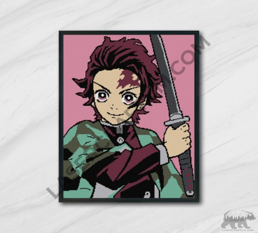 Tanjiro Cross Stitch PDF Pattern - LaserCraftum