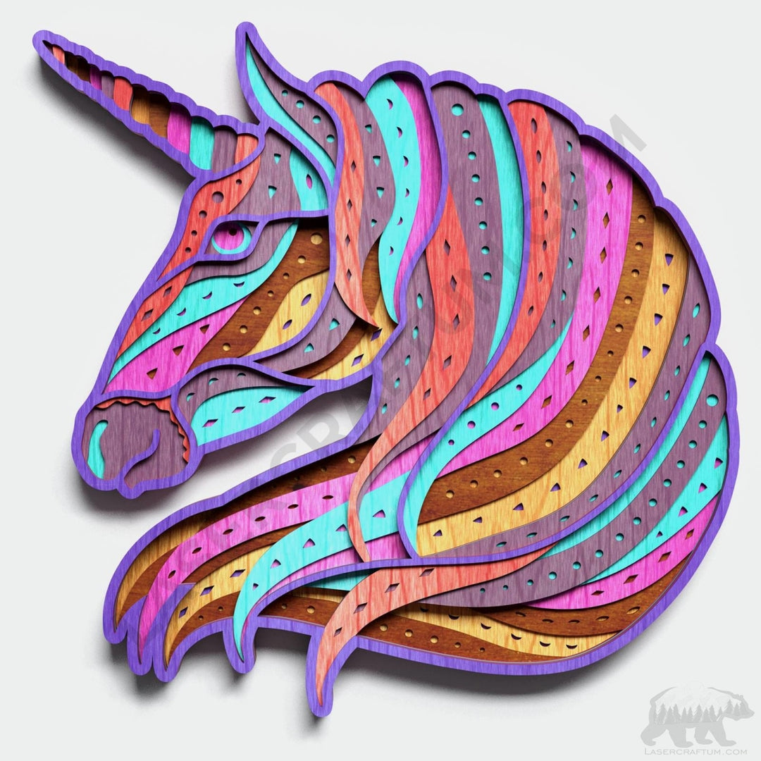 Unicorn Layered Design for cutting - LaserCraftum