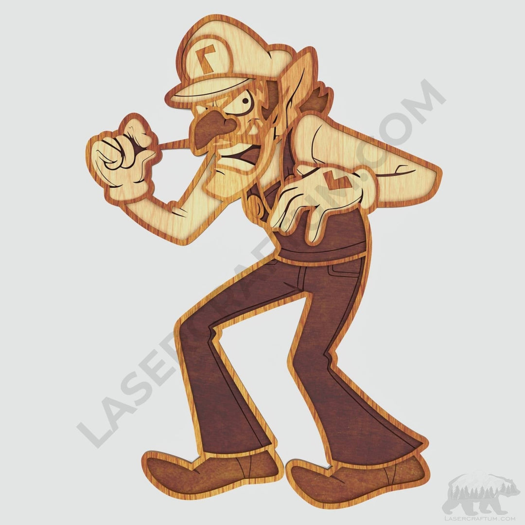 Waluigi Layered Design for cutting - LaserCraftum