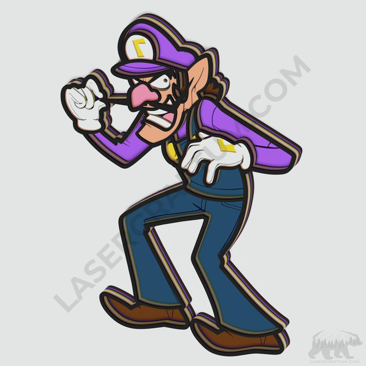 Waluigi Layered Design for cutting - LaserCraftum