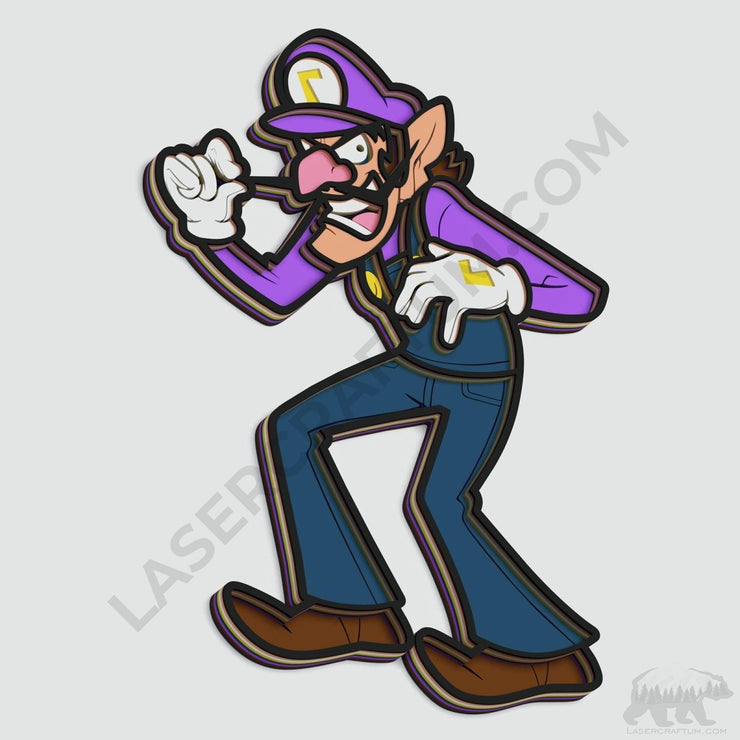 Waluigi Layered Design for cutting - LaserCraftum