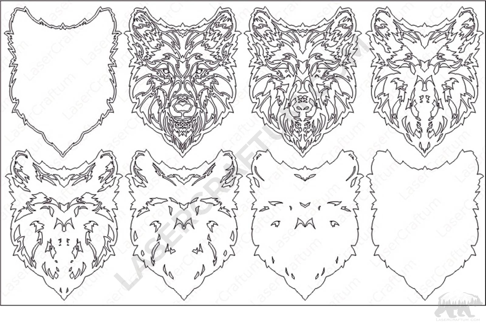 Wolf Layered Design for cutting - LaserCraftum