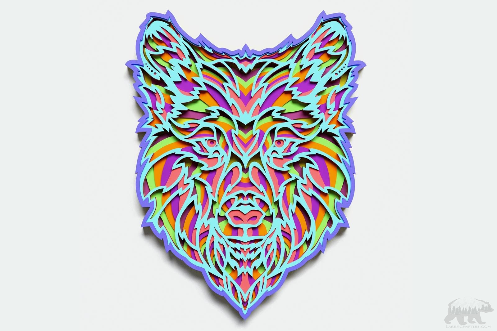 Wolf Layered Design for cutting - LaserCraftum