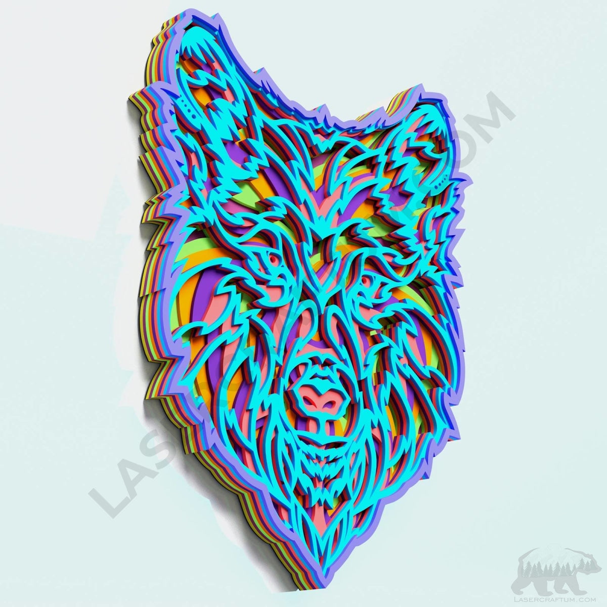 Wolf Layered Design for cutting - LaserCraftum