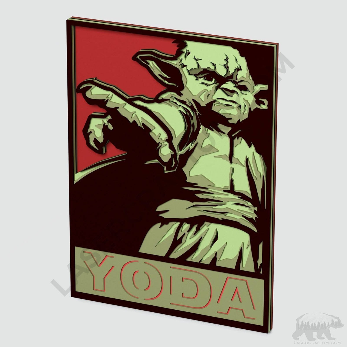 Yoda Layered Design for cutting - LaserCraftum