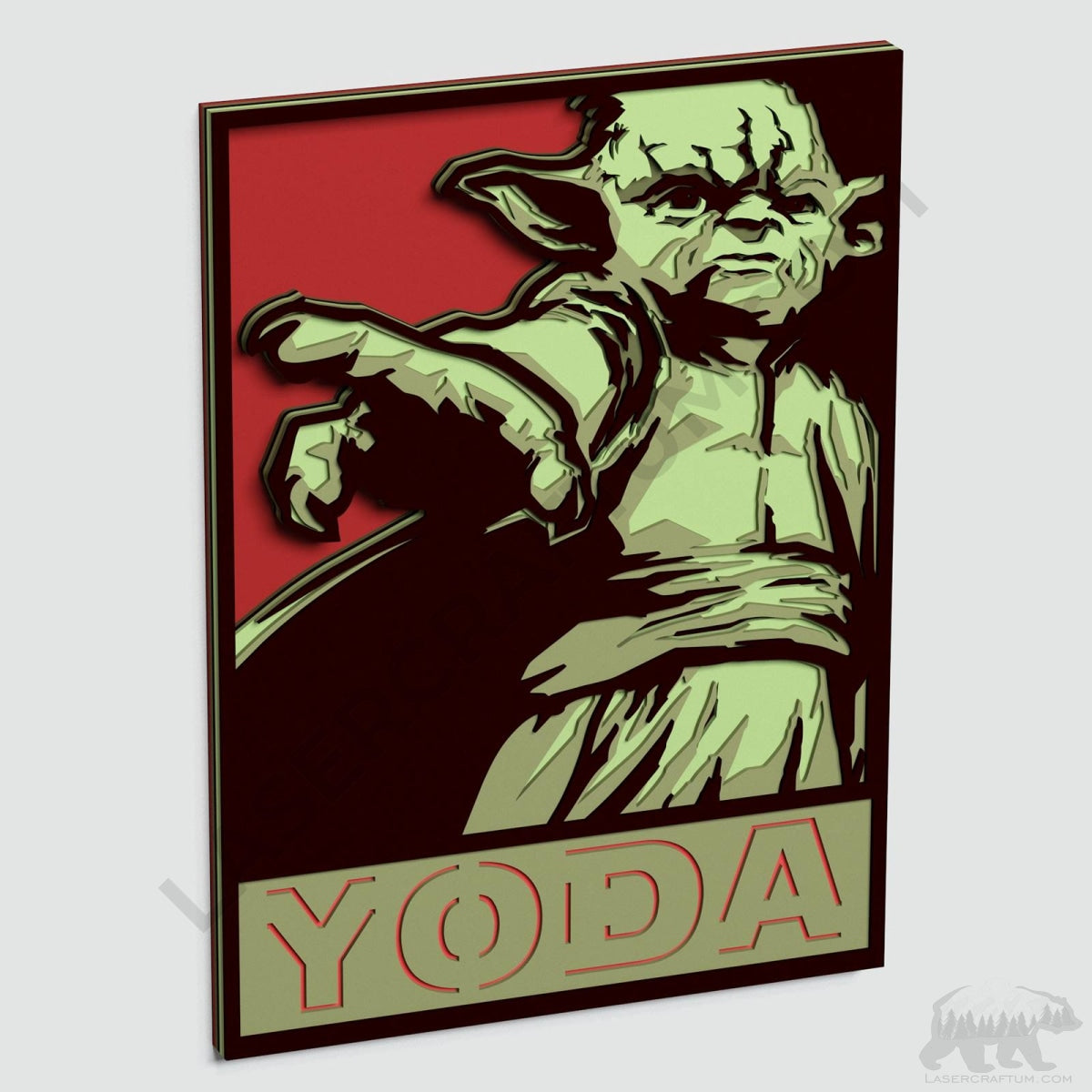 Yoda Layered Design for cutting - LaserCraftum