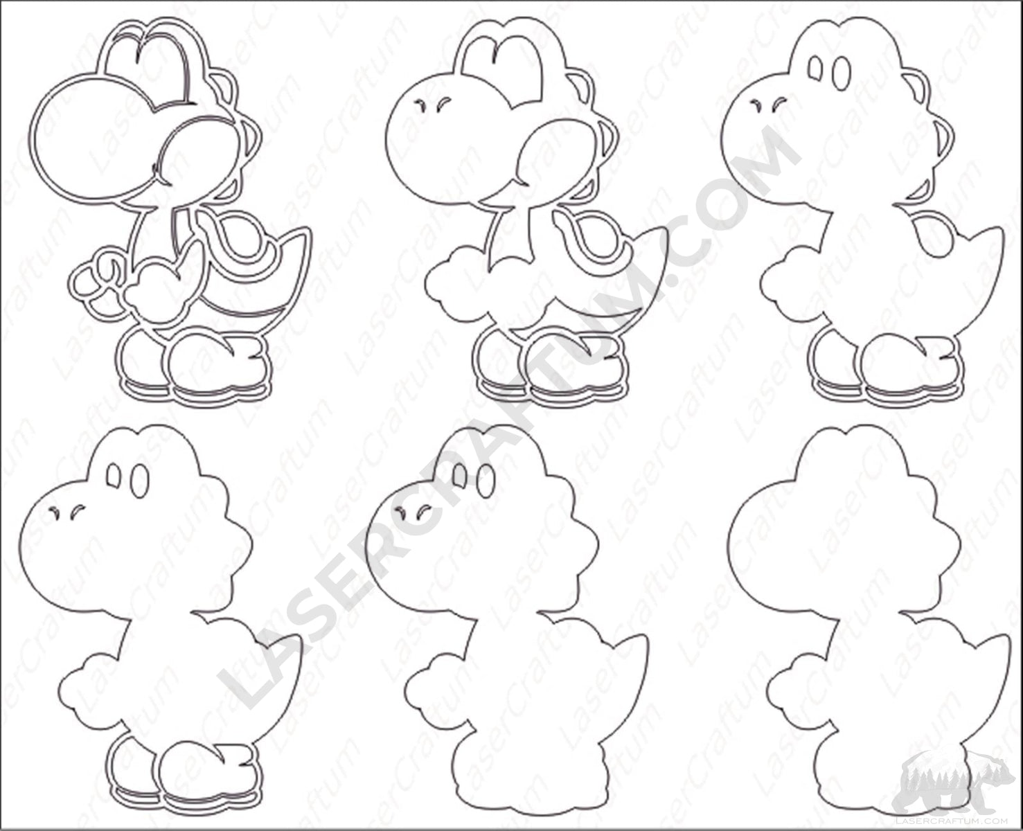 Yoshi Layered Design for cutting - LaserCraftum